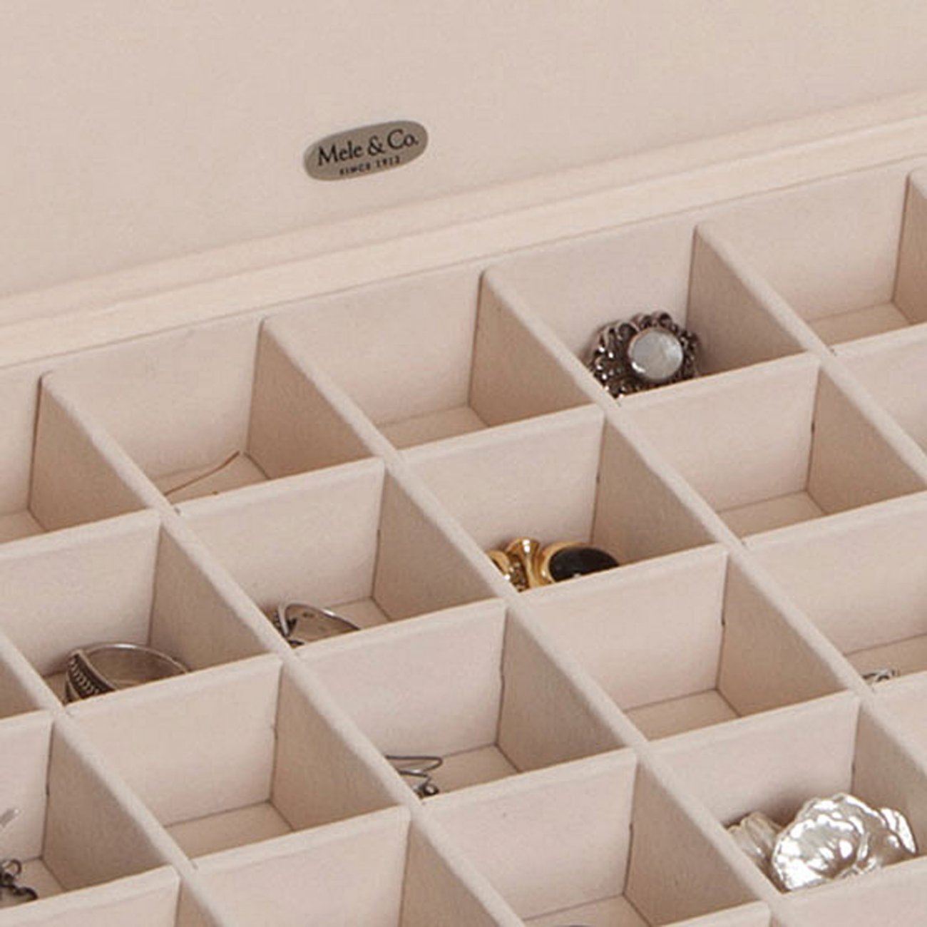 Elegant, Thin 35 Section Women’s Jewelry Box in Black Colored Plush ...