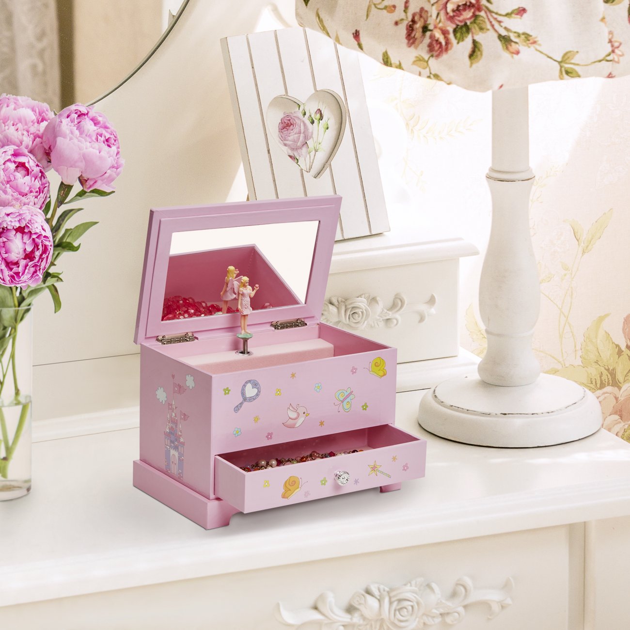 Charming Pink Colored Castles and Fairy Princess Print Children’s ...