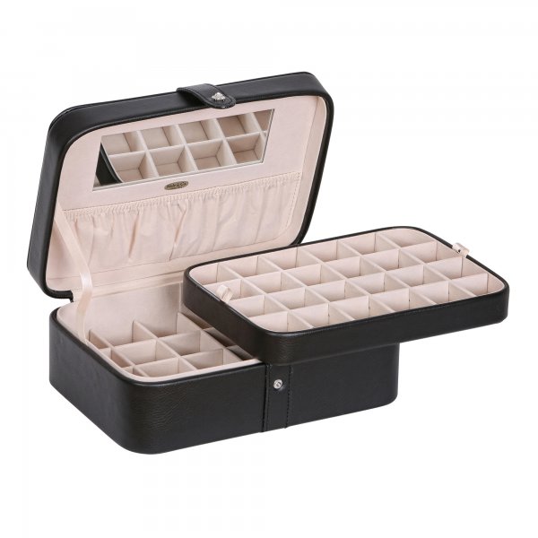 Sophisticated, Sleek 48 Section Women’s Jewelry Box in Black or Ivory ...