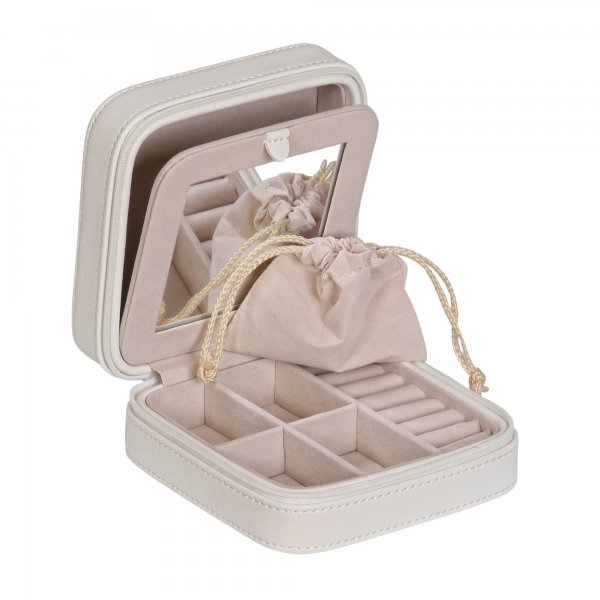 Compact, Stylish Square Shape Zip-Around Jewelry Organizer in Black or ...